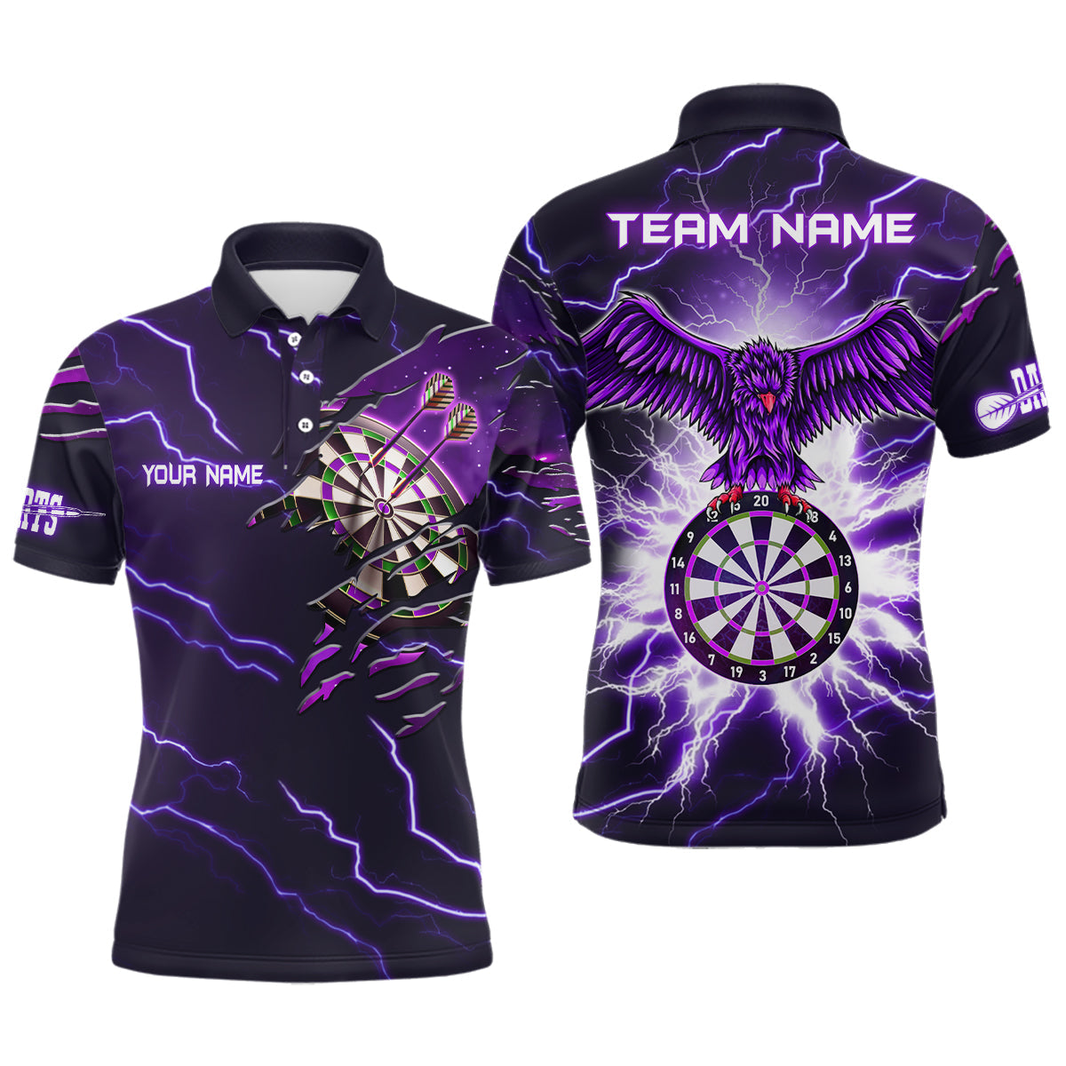 Personalized Thunder Purple Eagle Dart Polo Shirts Custom Dart Shirts ...