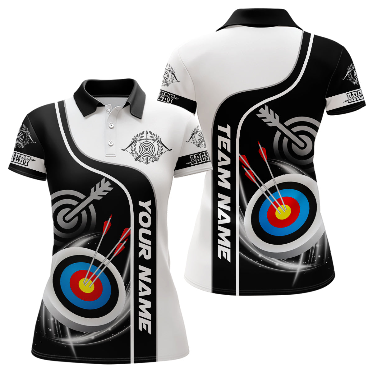 Personalized 3D Archery Targets Black White Archery Polo Shirts For Wo ...