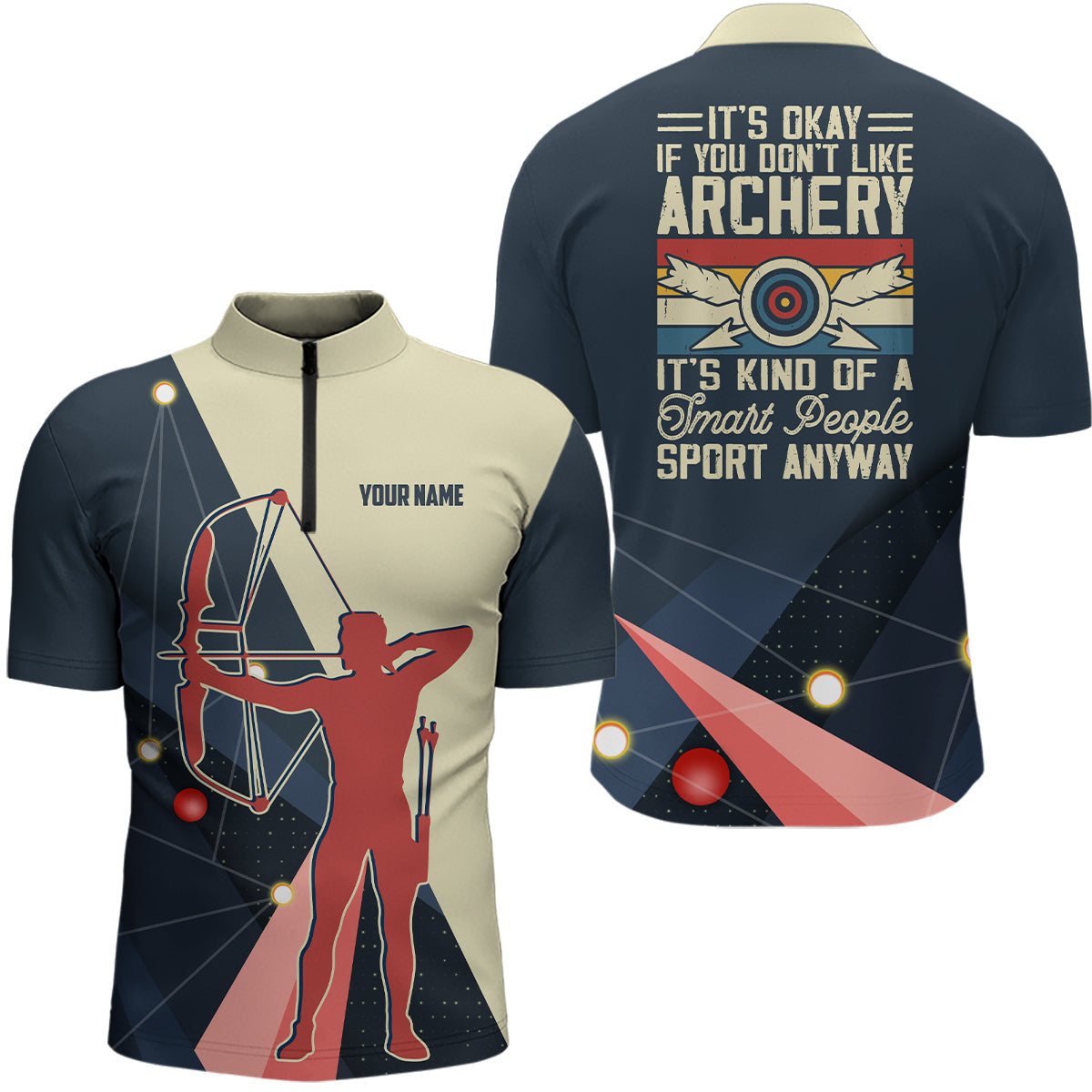 Personalized Silhouette Archer 3D Target Archery Quarter-Zip Shirts Fo ...
