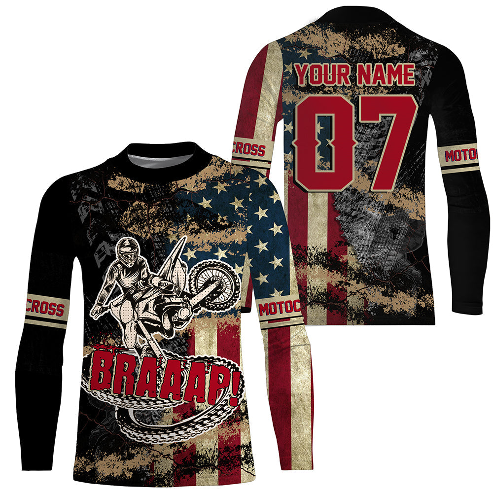 American Flag Motocross Jersey UPF30+ Custom Men Youth Dirt Bike Shirt ...