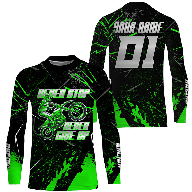 Green kid men women Motocross jersey UPF30+ extreme custom dirt bike r ...