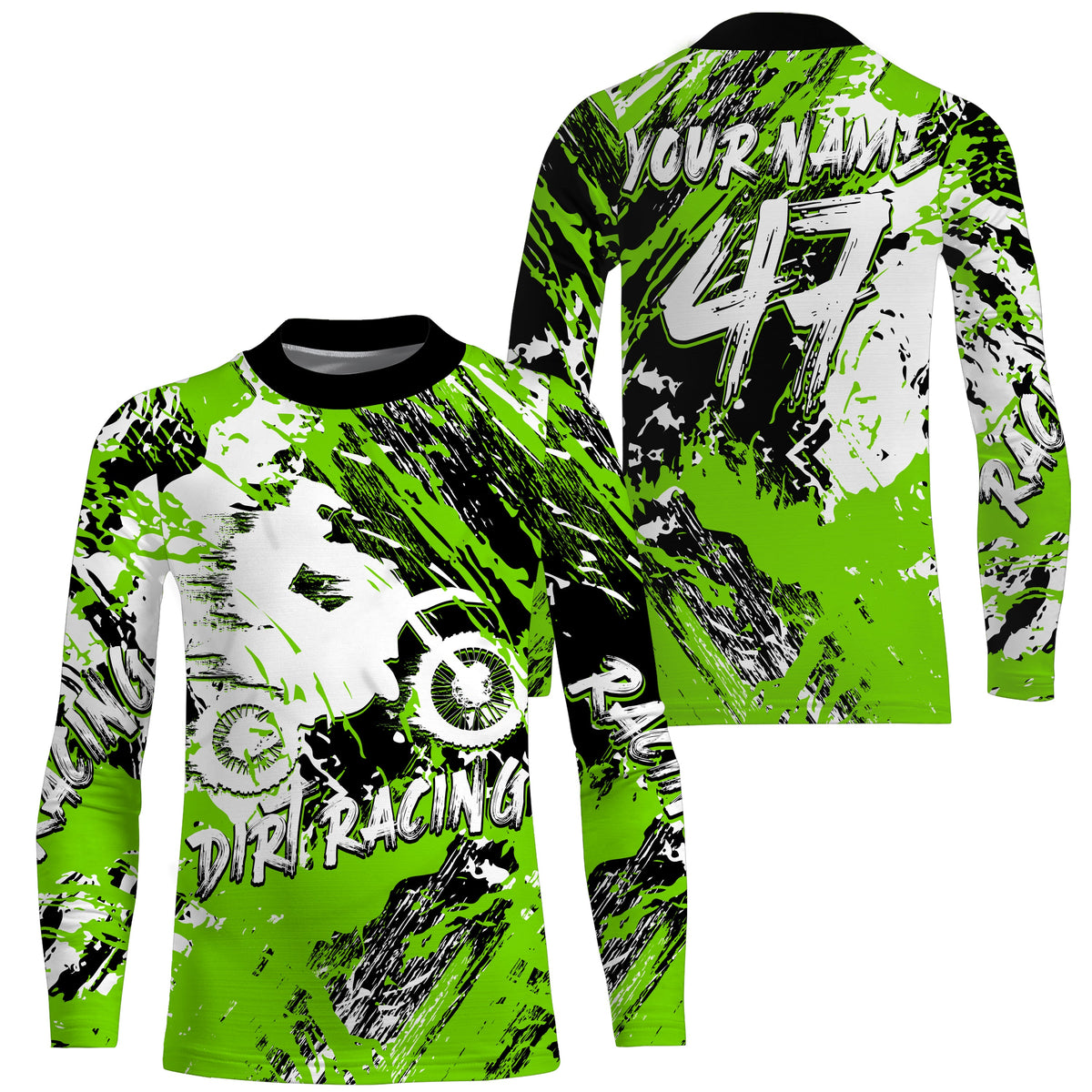 Personalized green Motocross jersey dirt bike kids boy girl racing ext ...
