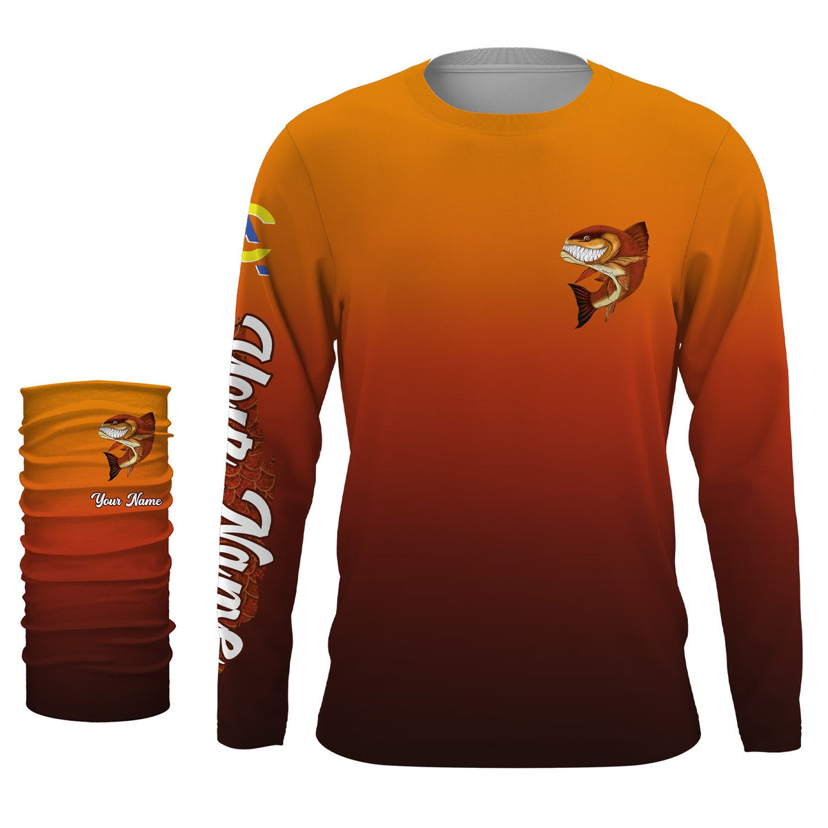 Redfish fishing custom name with angry Redfish ChipteeAmz's art UV pro ...